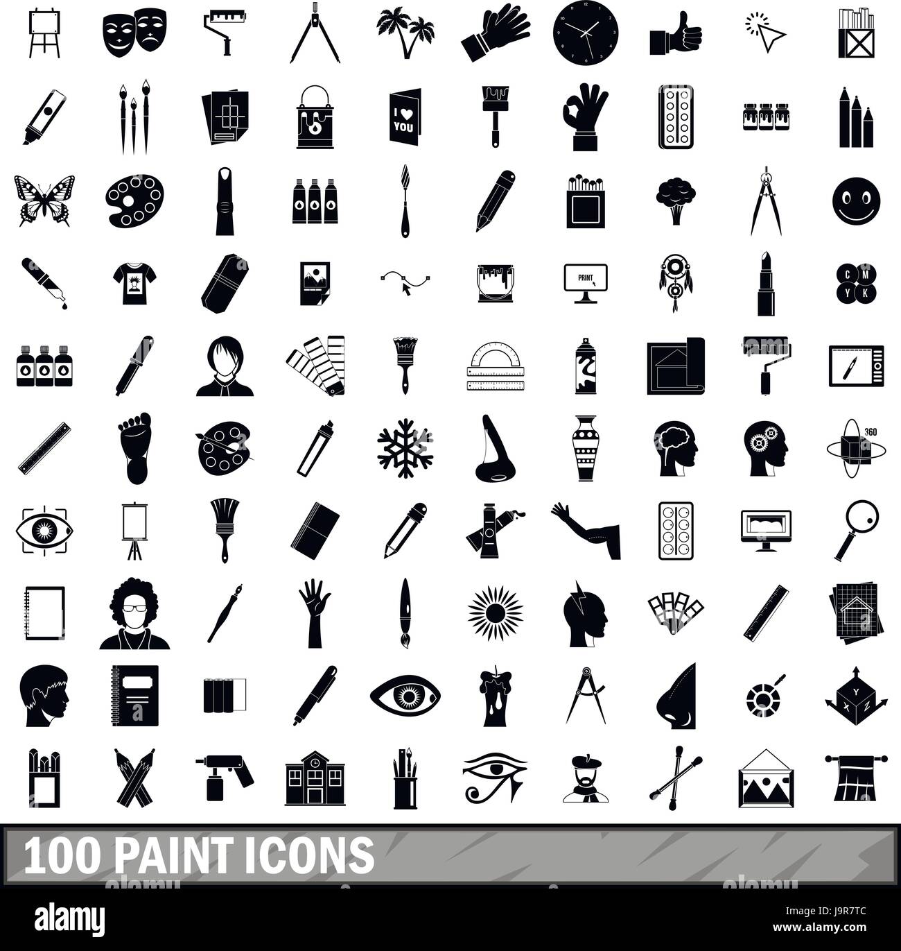 100 paint icons set, simple style Stock Vector Image & Art - Alamy