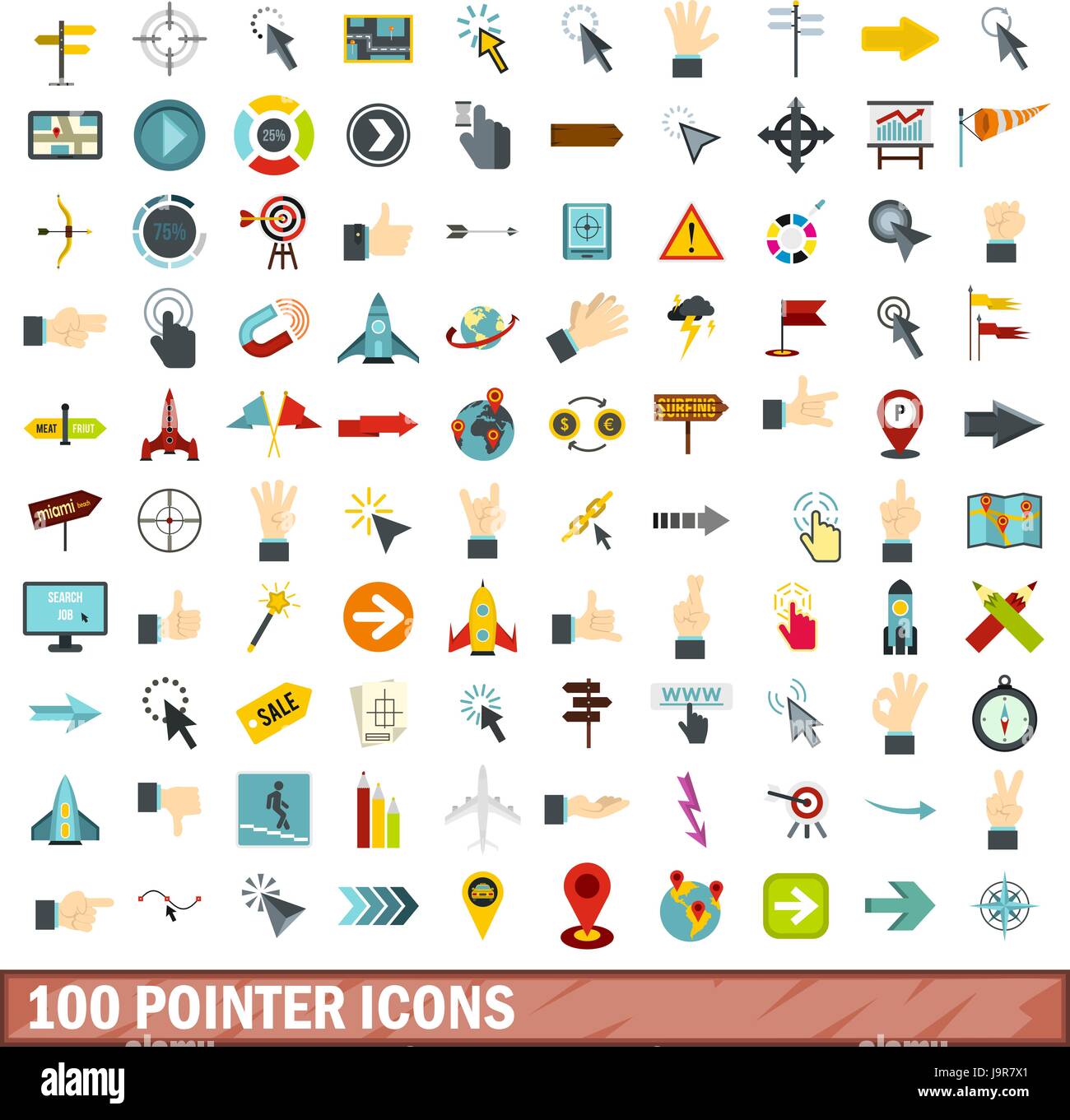 100 pointer icons set, flat style Stock Vector Image & Art - Alamy
