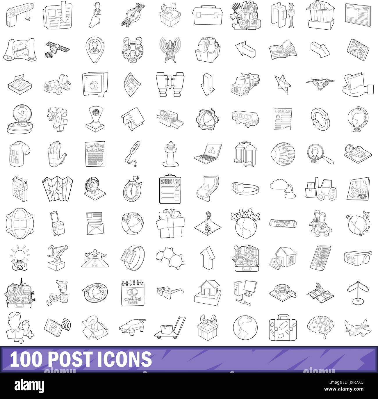 100 post icons set, outline style Stock Vector Image & Art - Alamy