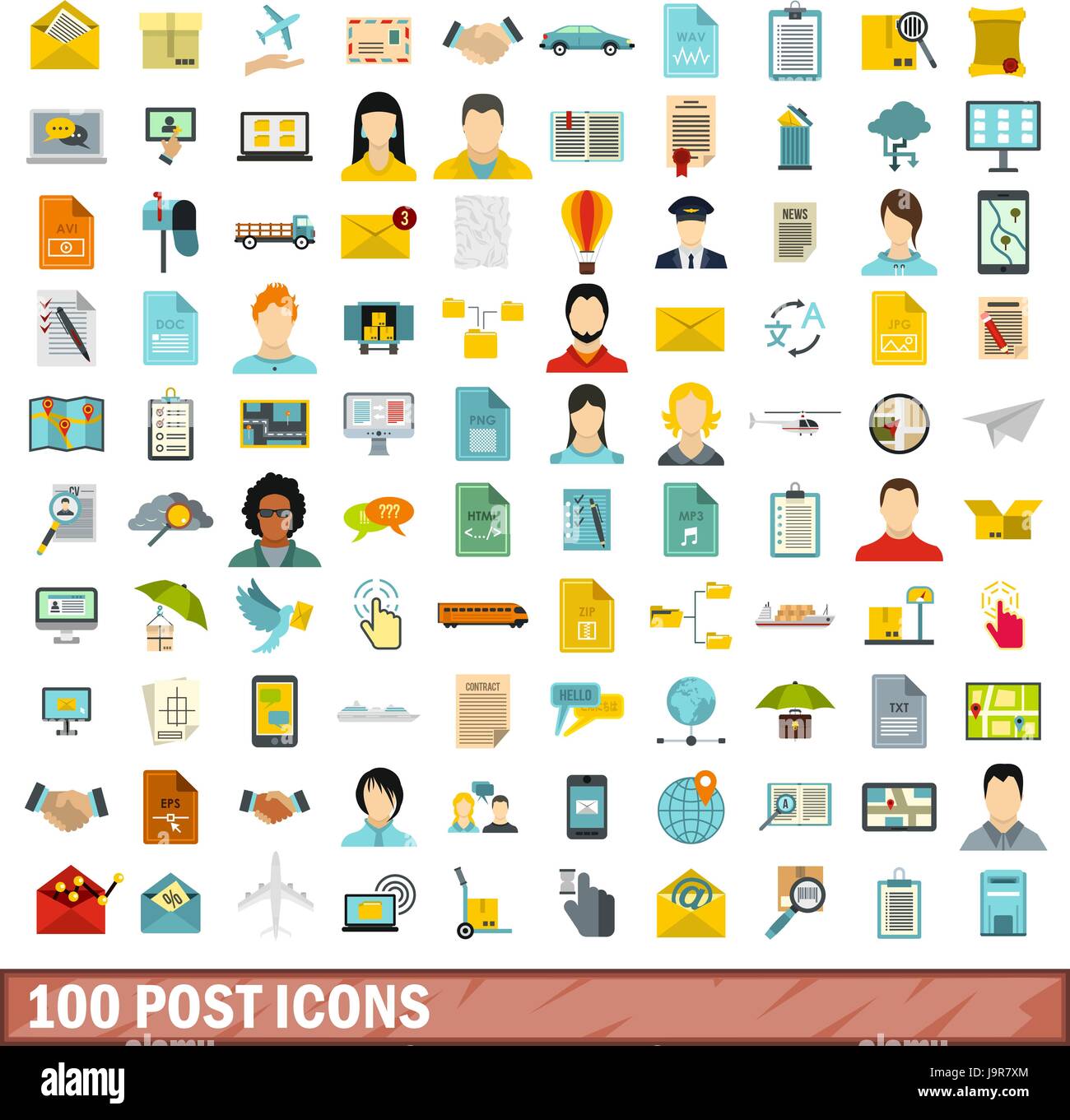 100 post icons set, flat style Stock Vector Image & Art - Alamy