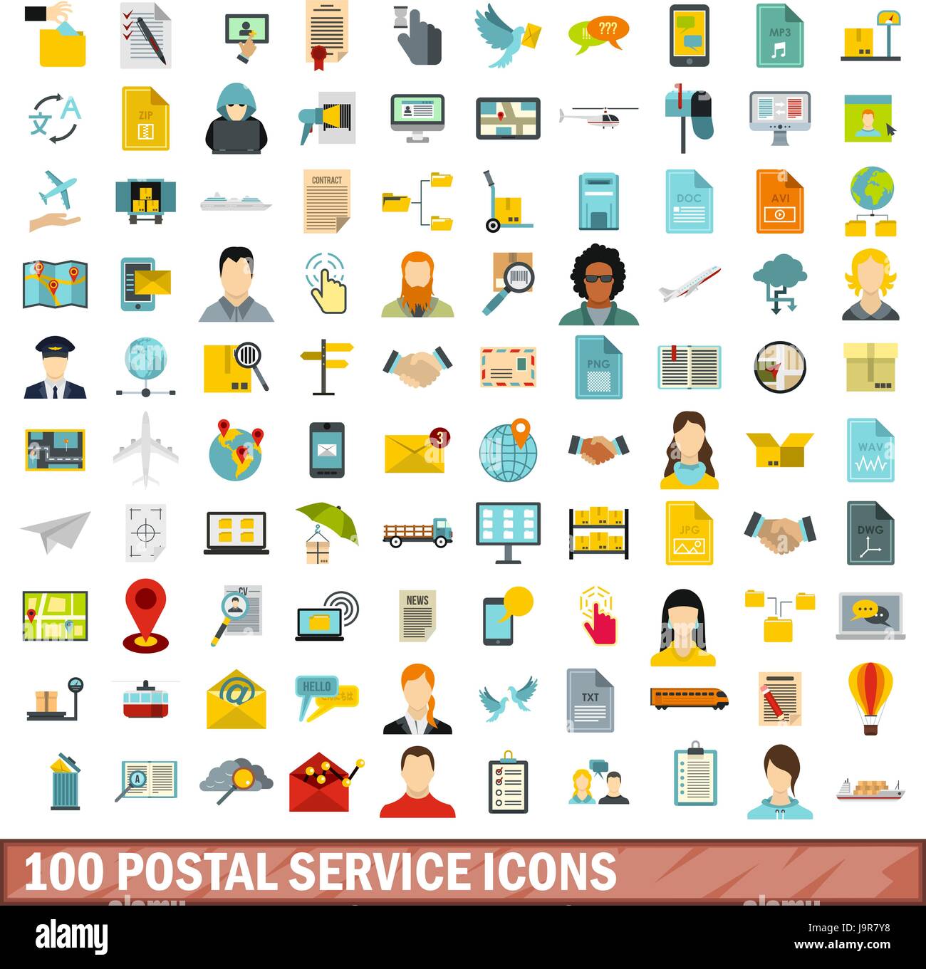 100 postal service icons set, flat style Stock Vector Image & Art - Alamy