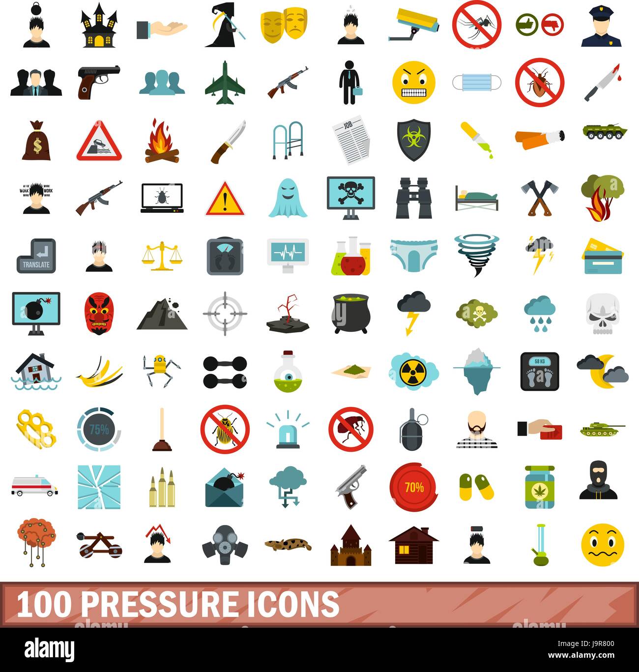 100 pressure icons set, flat style Stock Vector Image & Art - Alamy
