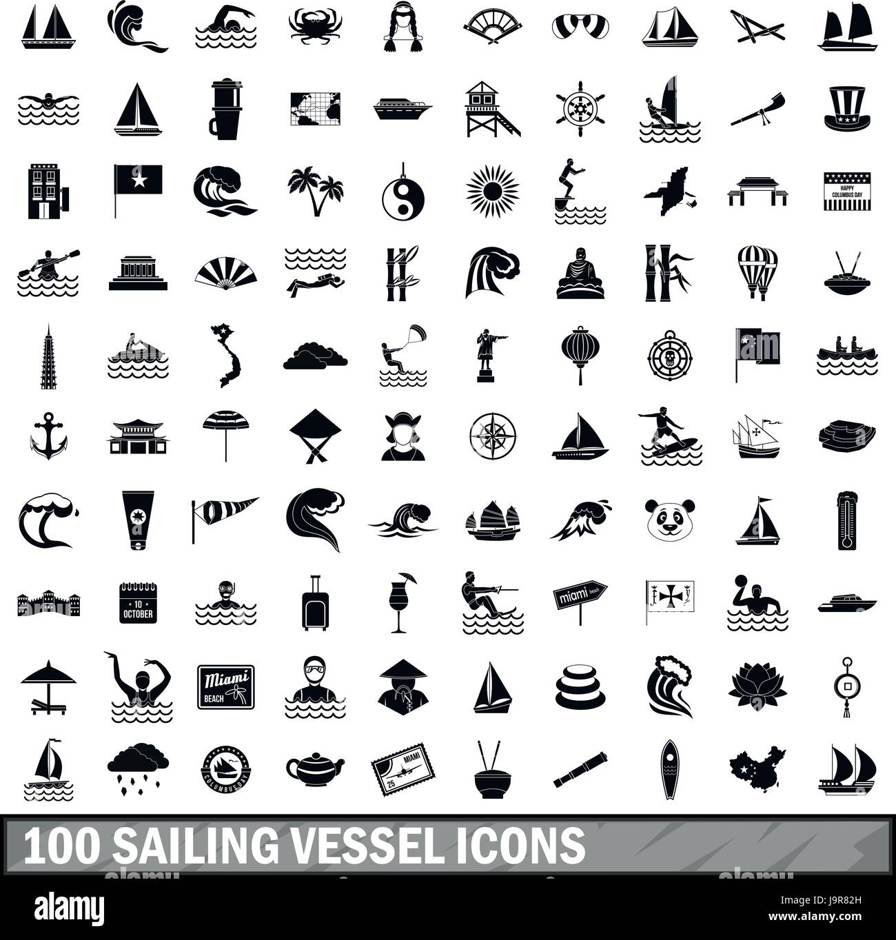 100 sailing vessel icons set, simple style Stock Vector Image & Art - Alamy