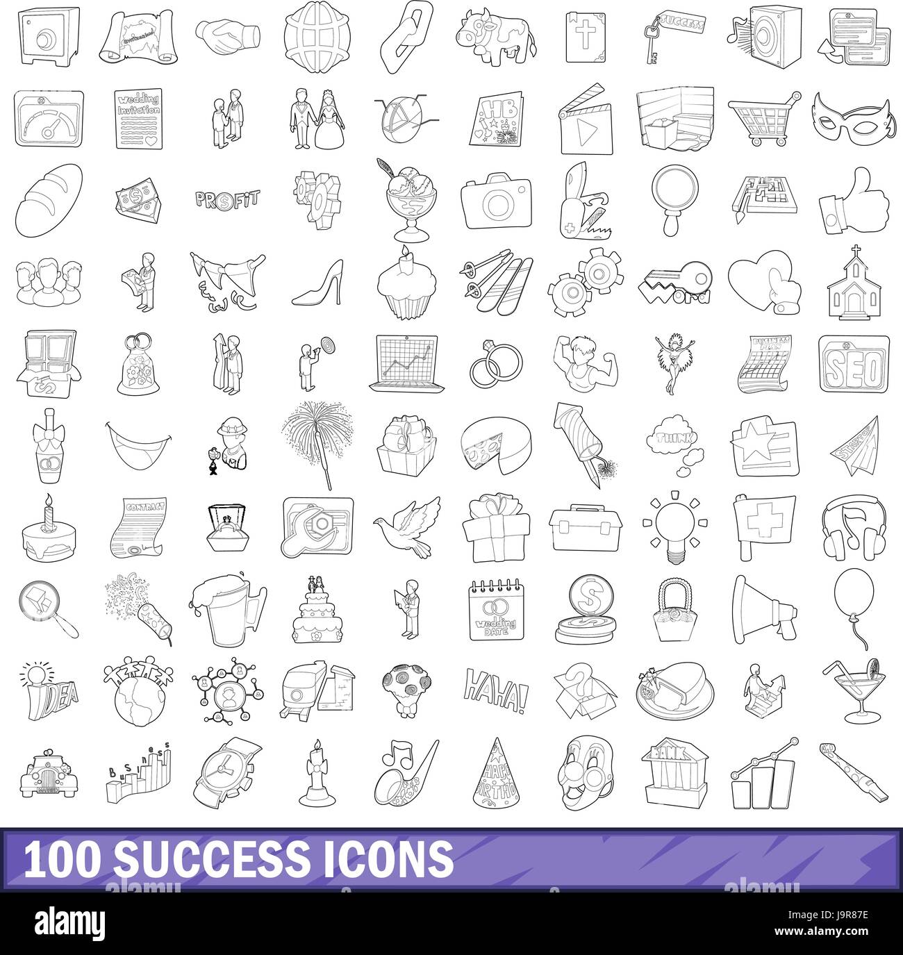 100 success icons set, outline style Stock Vector Image & Art - Alamy