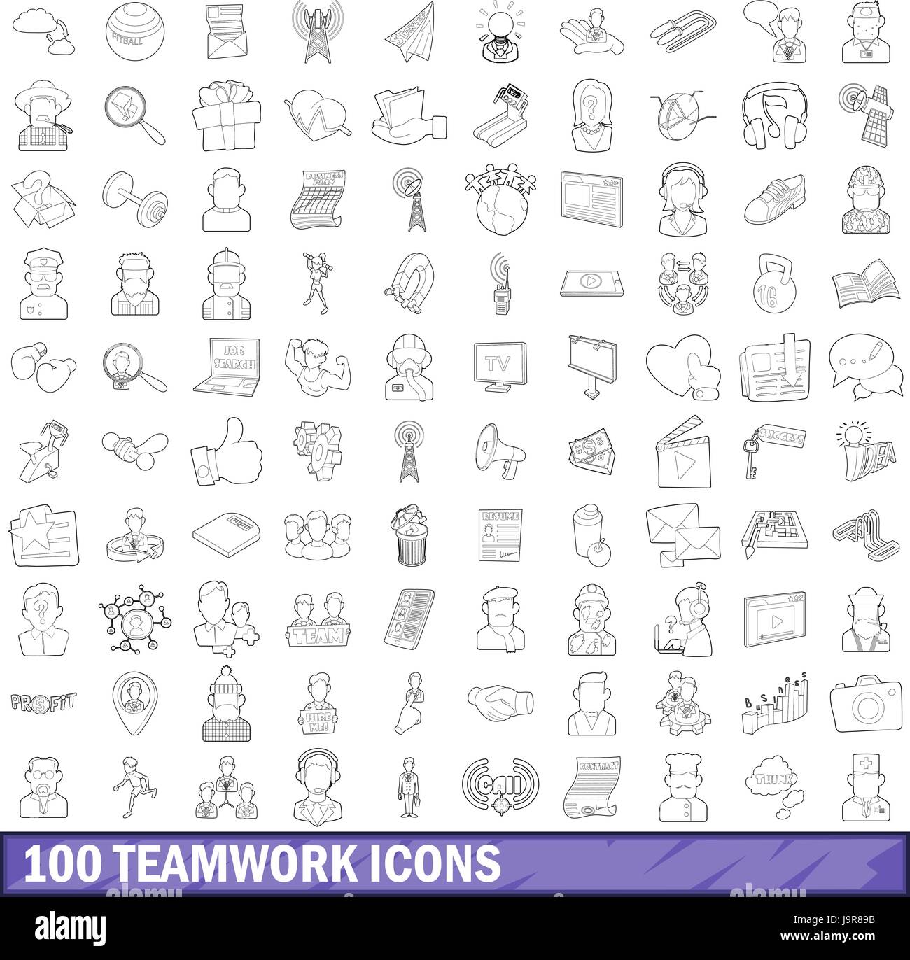 100 teamwork icons set, outline style Stock Vector Image & Art - Alamy