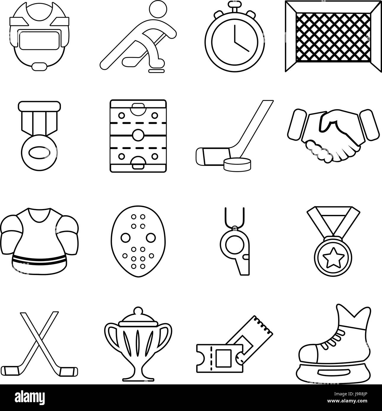 Hockey icons set, outline style Stock Vector Image & Art - Alamy
