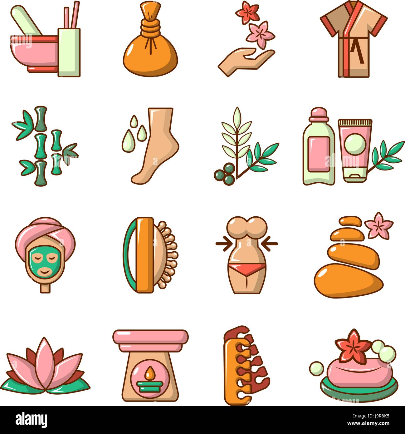 Spa salon icons set, cartoon style Stock Vector Image & Art - Alamy