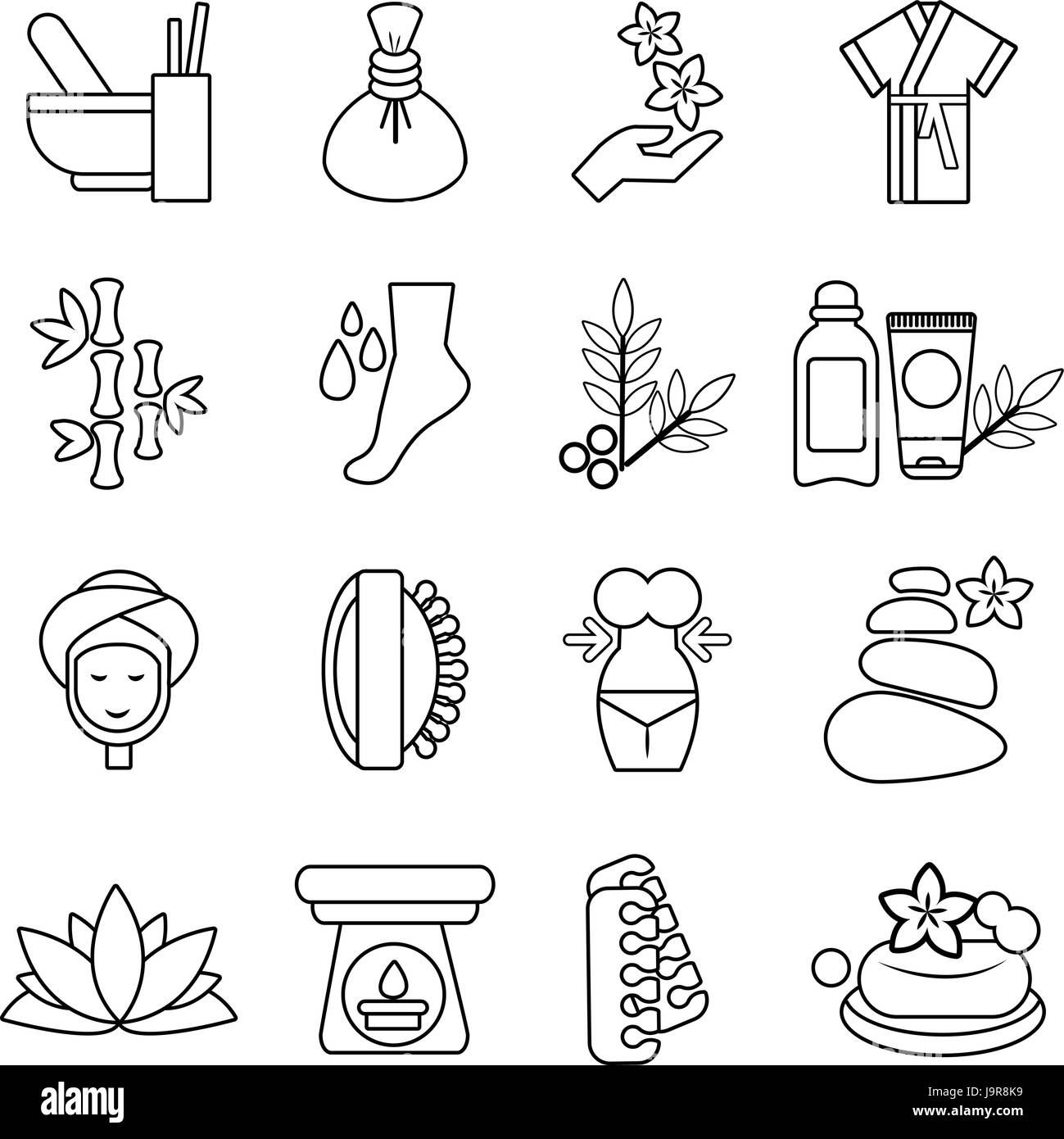 Spa salon icons set, outline style Stock Vector Image & Art - Alamy