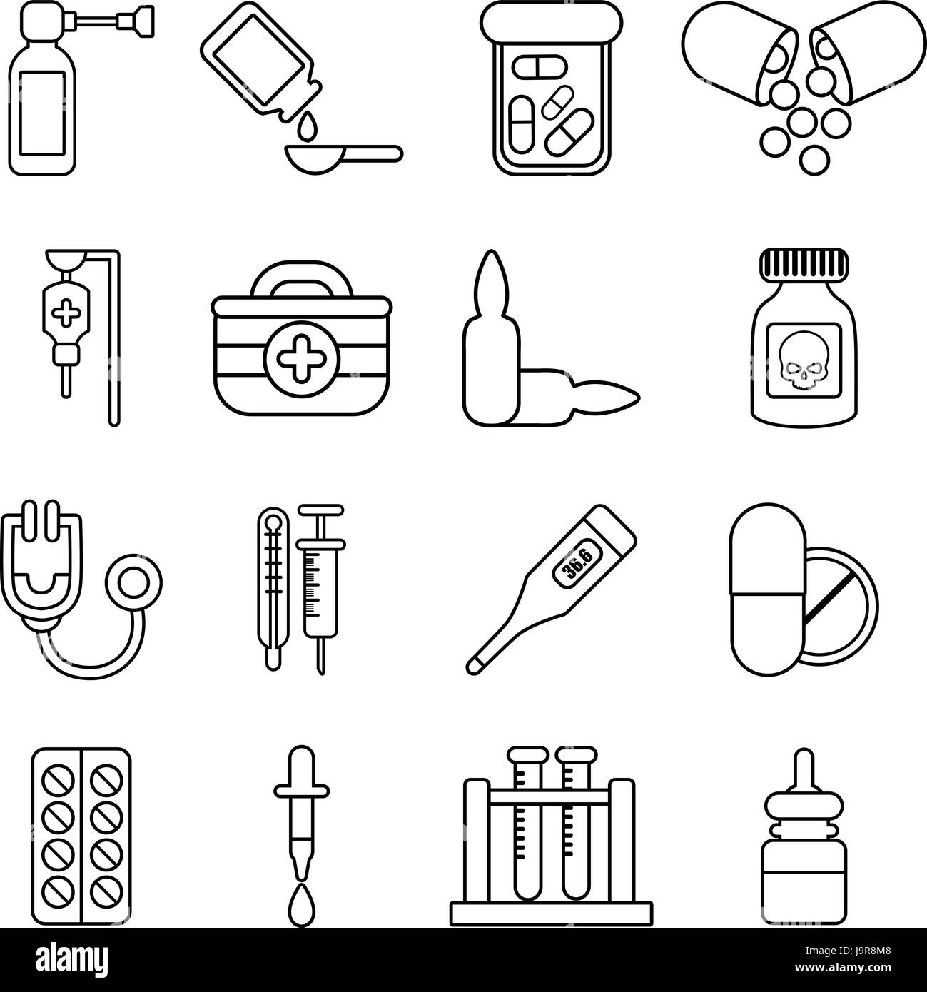 Drug medicine icons set, outline style Stock Vector Image & Art - Alamy