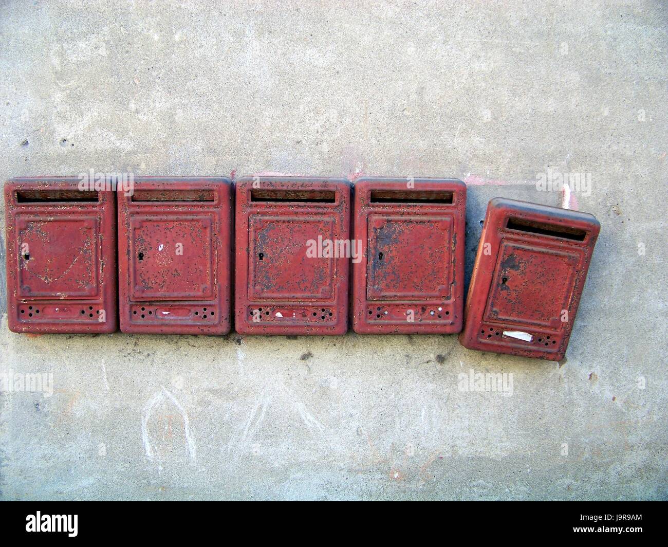 object, five, vintage, wall, communication, metal, mailbox, email ...