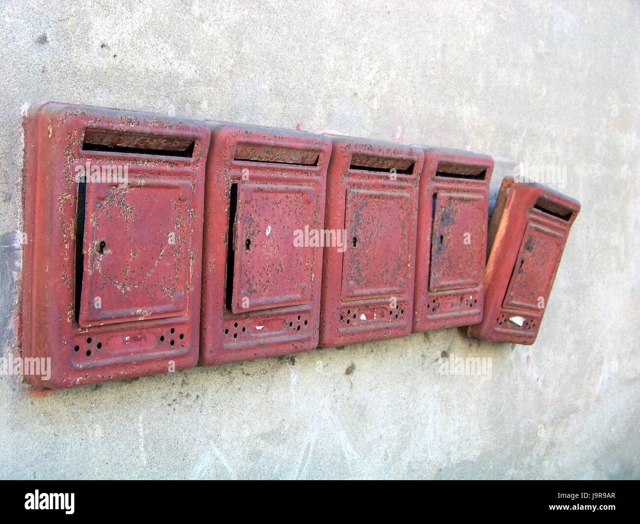 object, five, vintage, wall, communication, metal, mailbox, email ...