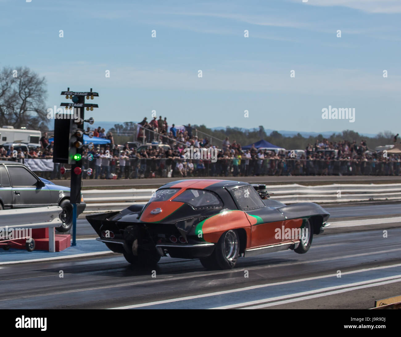 A corvette in action at the Redding Drag Strip Stock Photo - Alamy