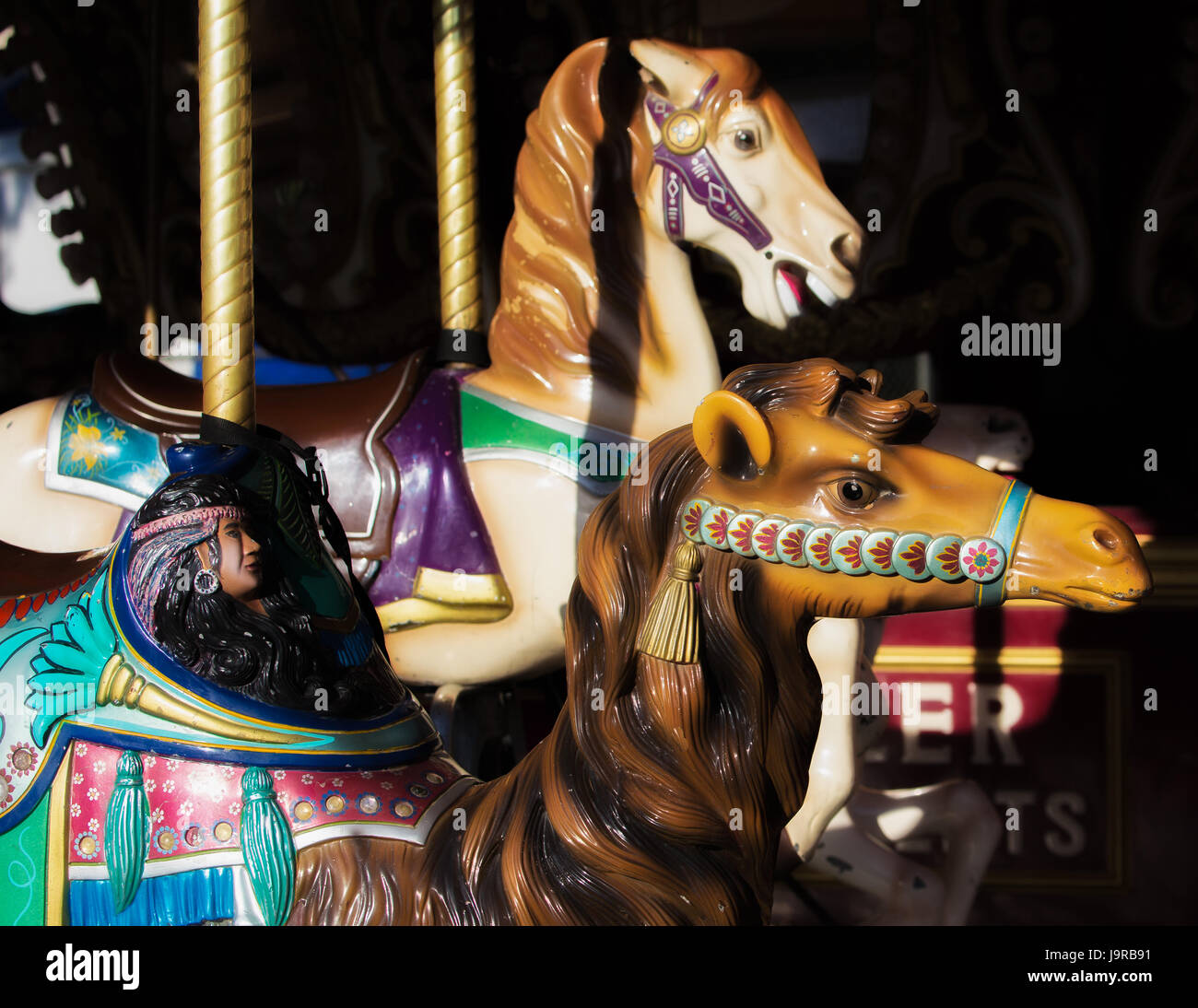 Merry Go Round animals at the county fair Stock Photo - Alamy
