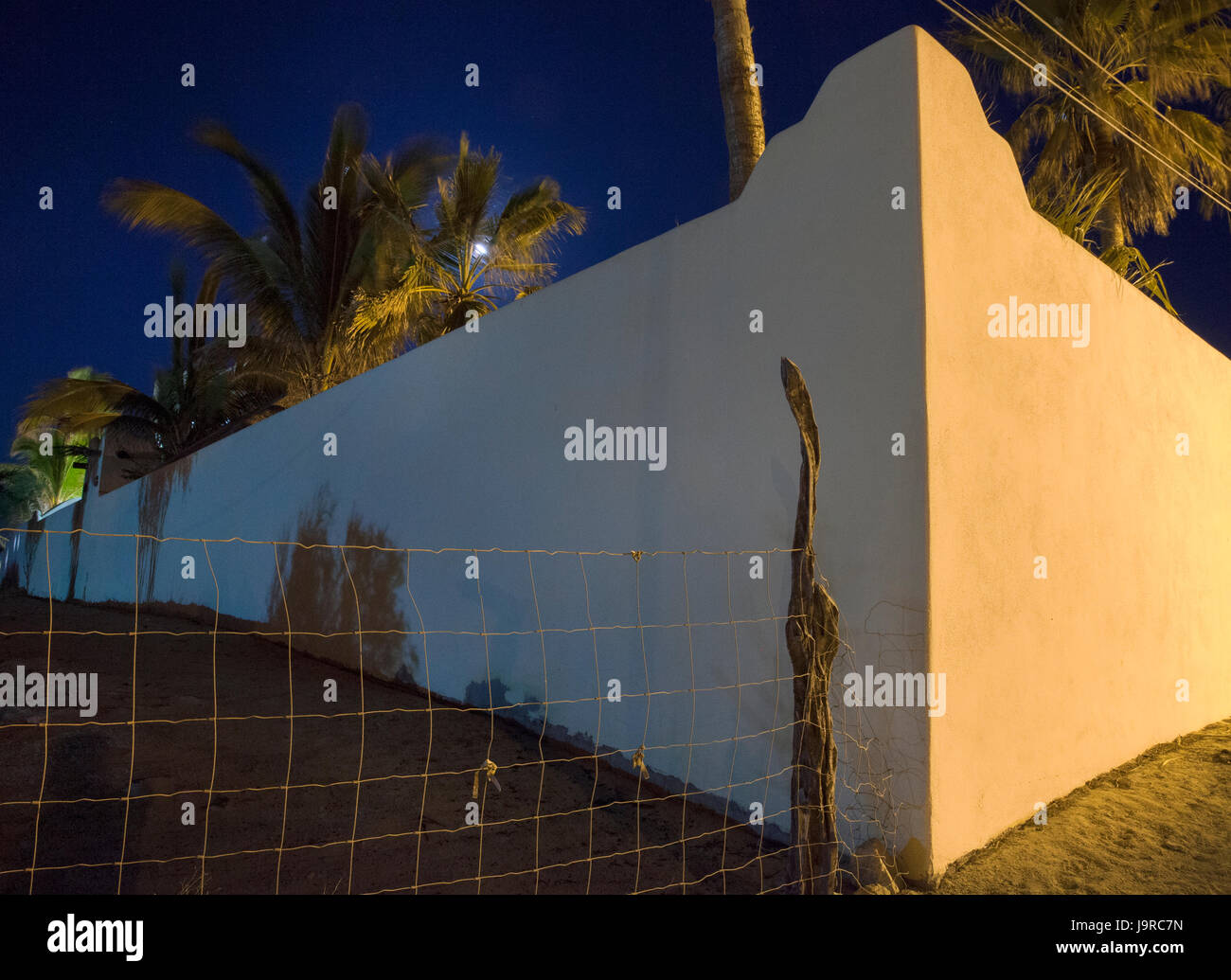Compound wall. Night Baja Mexico Stock Photo - Alamy