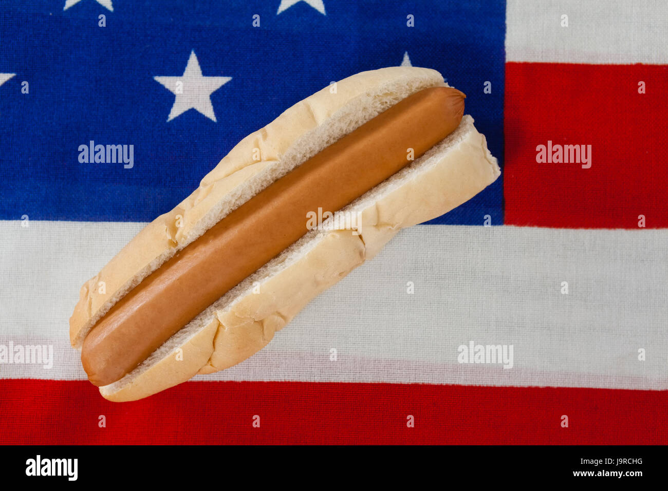 Close-up of hot dog on an American flag Stock Photo - Alamy