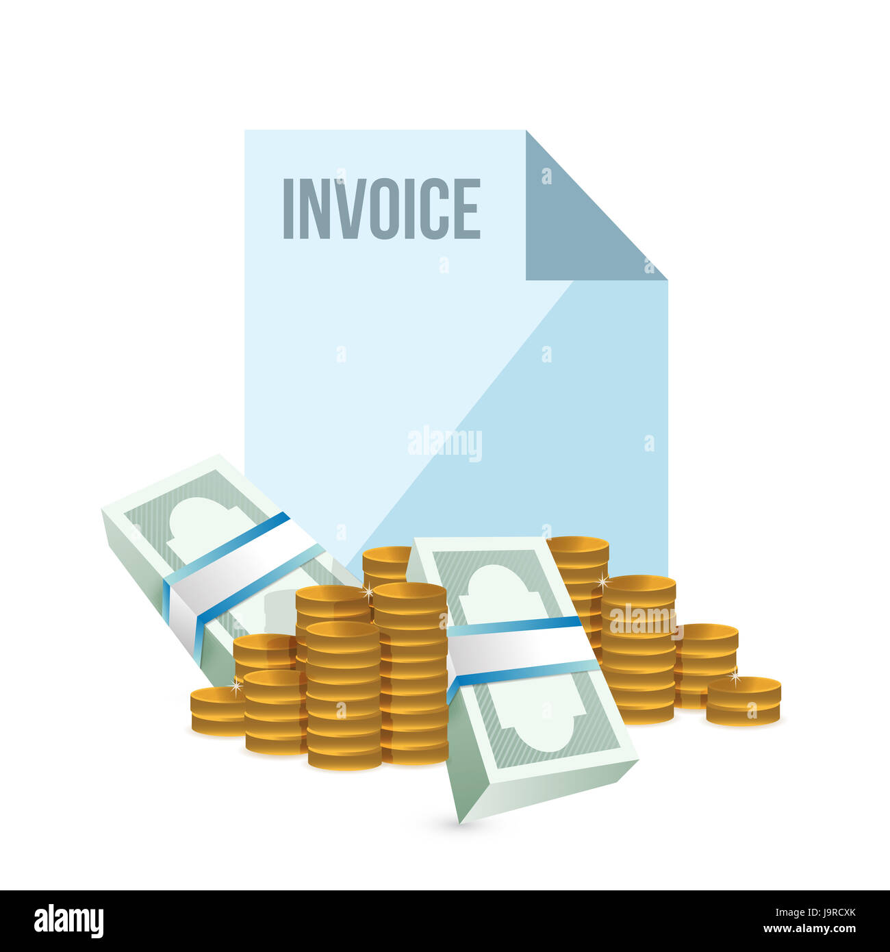 invoice and cash money concept illustration design over white Stock ...
