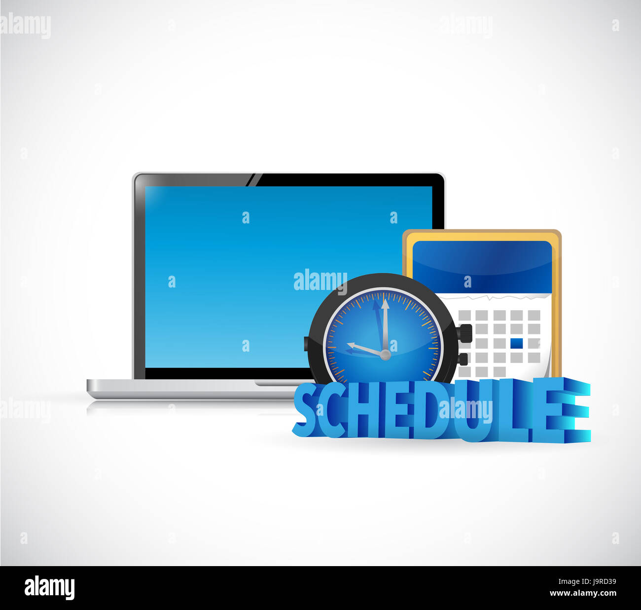 schedule computer and calendar. illustration design over white Stock ...