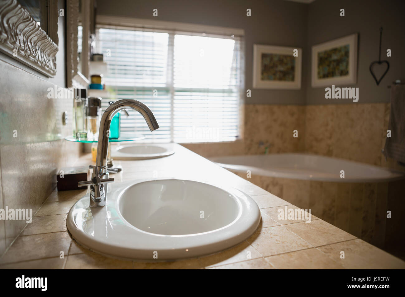 Interior of empty bathroom at home Stock Photo - Alamy