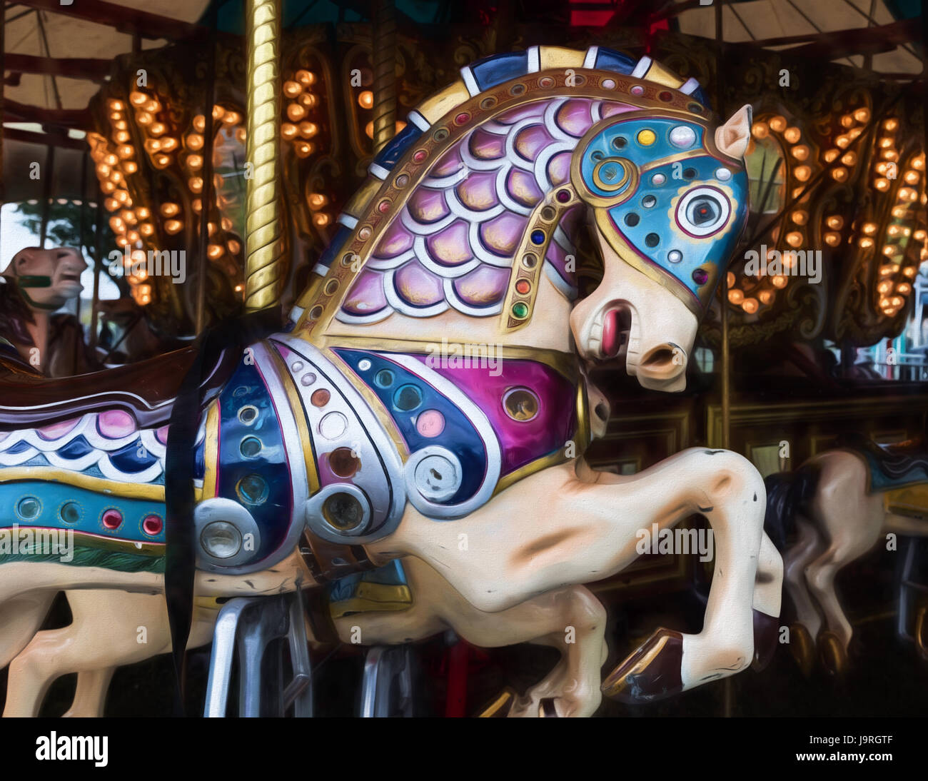 Merry Go Round horse at the county fair Stock Photo - Alamy