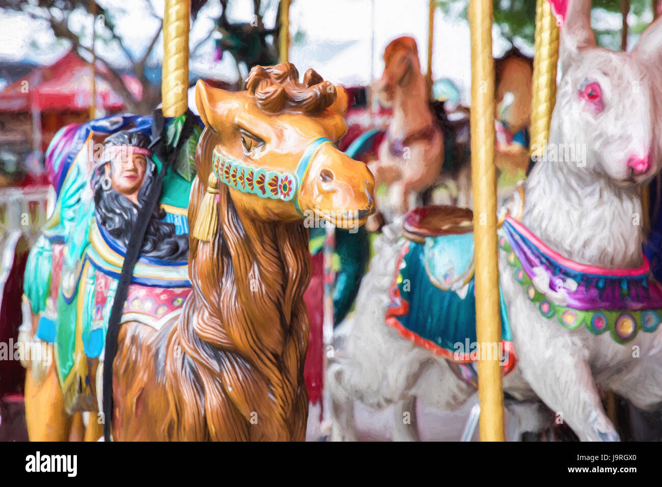Merry Go Round horse at the county fair Stock Photo - Alamy
