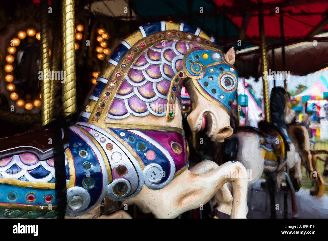 Merry Go Round horse at the county fair Stock Photo - Alamy