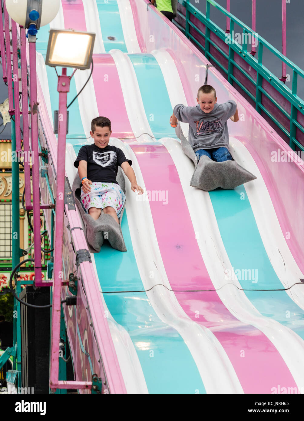 Children on a giant slide at the Shasta County fair in Anderson ...