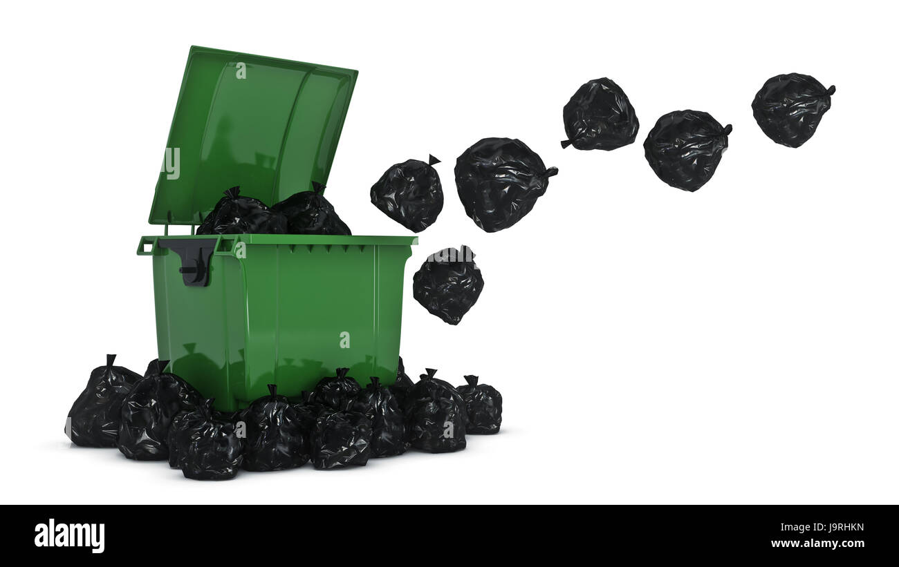 Green garbage containers. 3d rendering Stock Photo - Alamy