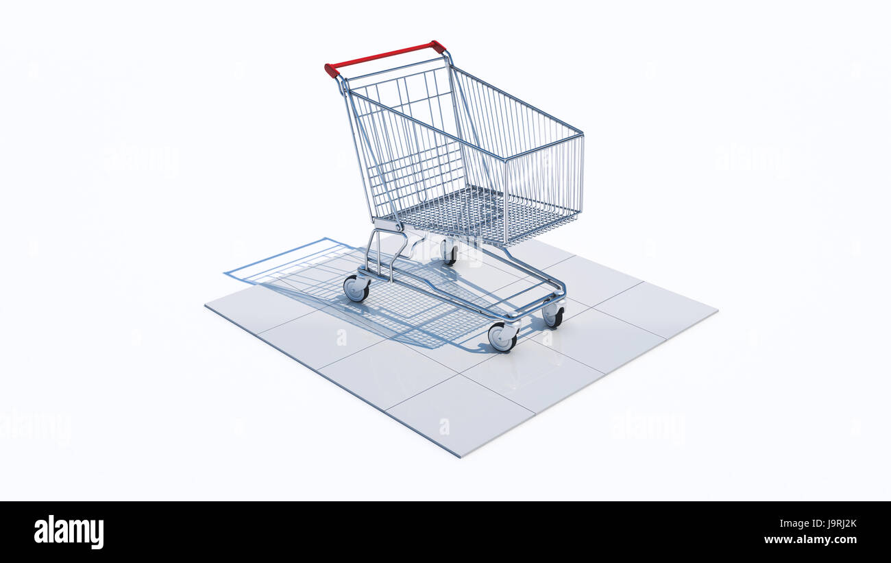 Empty shopping cart, 3d rendering Stock Photo - Alamy