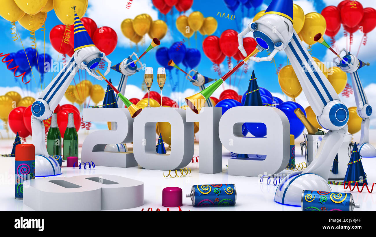 Robot 2019. 3d rendering Stock Photo - Alamy