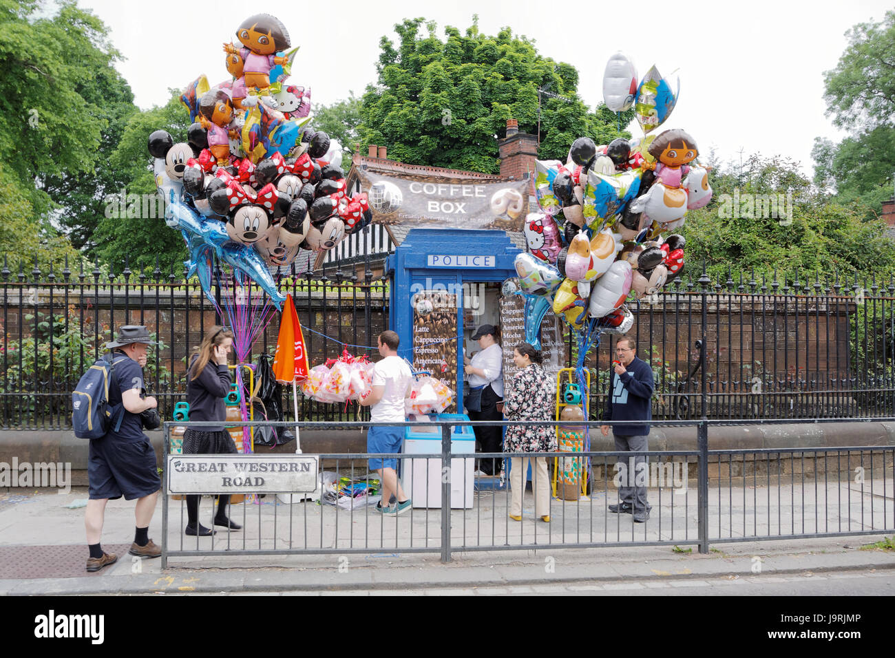 West End Festival scenes and people, Glasgow police box Tardis Stock ...