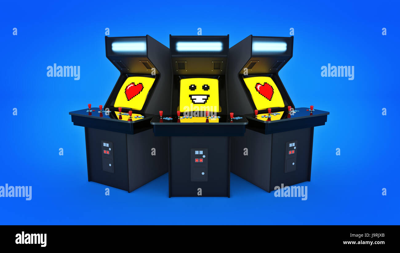 vintage arcade game machine concept love. 3D rendering Stock Photo - Alamy