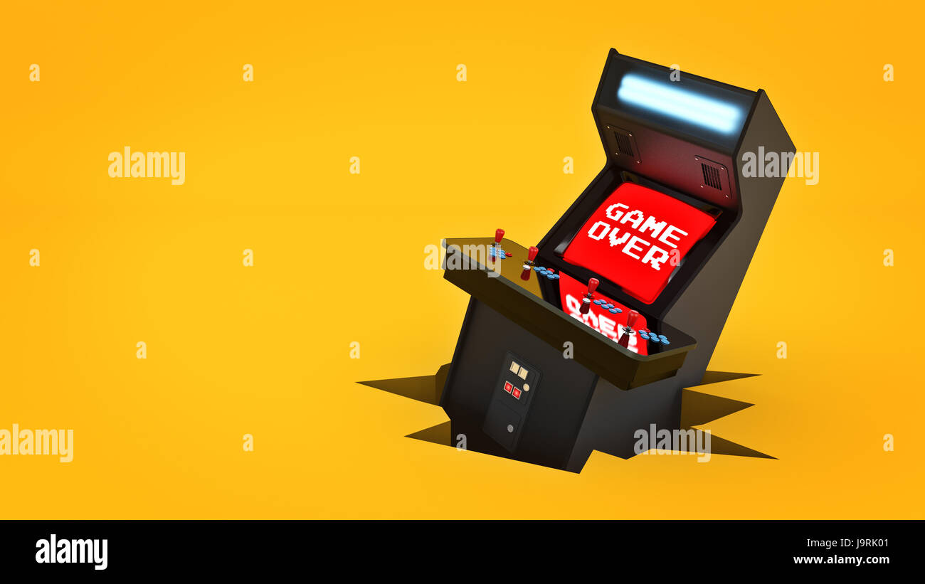vintage arcade game machine concept game over. 3D rendering Stock Photo ...