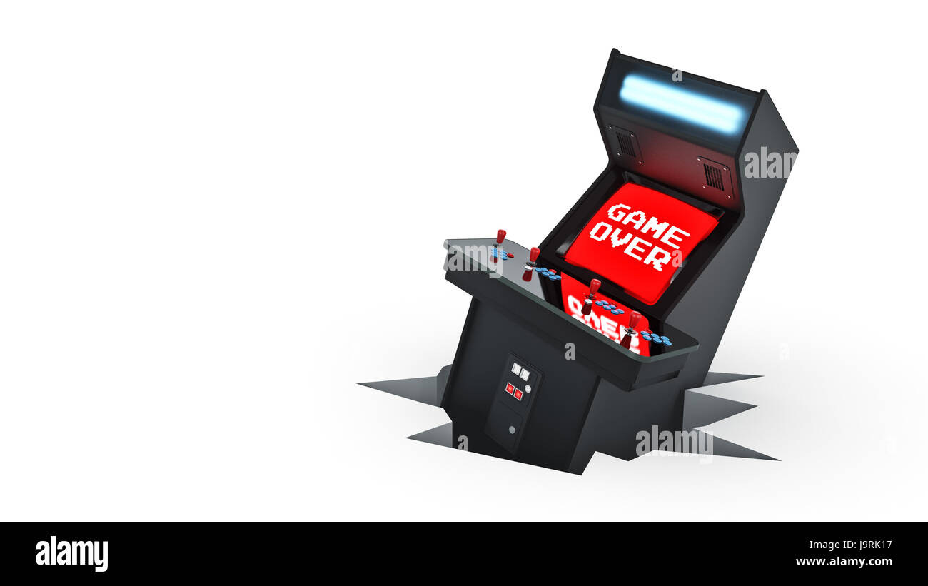 vintage arcade game machine concept game over. 3D rendering Stock Photo ...
