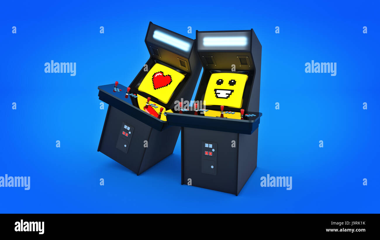 vintage arcade game machine concept love. 3D rendering Stock Photo - Alamy
