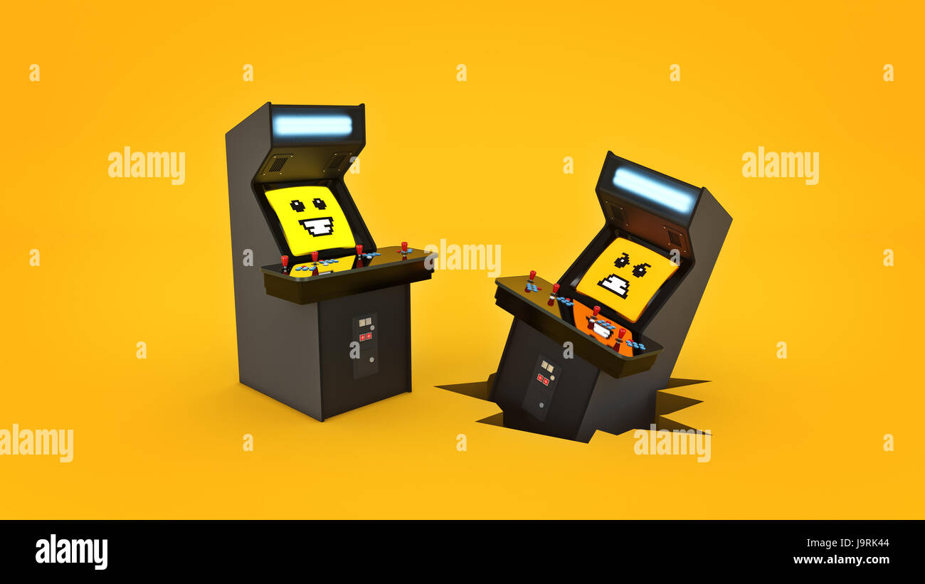vintage arcade game machine. 3D rendering Stock Photo - Alamy