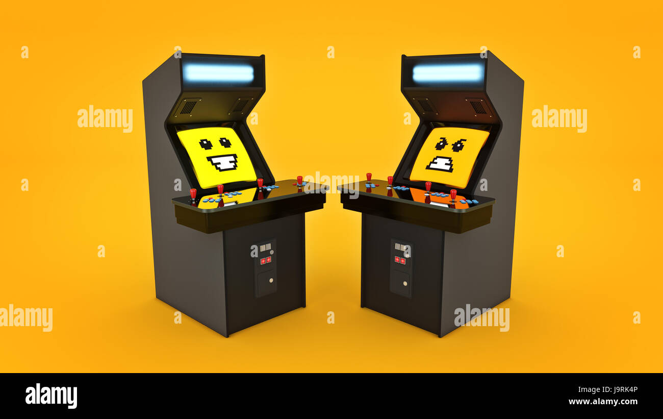 vintage arcade game machine. 3D rendering Stock Photo - Alamy