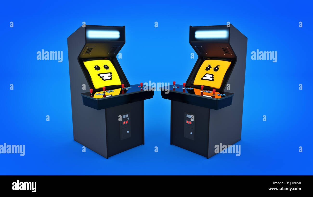 vintage arcade game machine. 3D rendering Stock Photo - Alamy