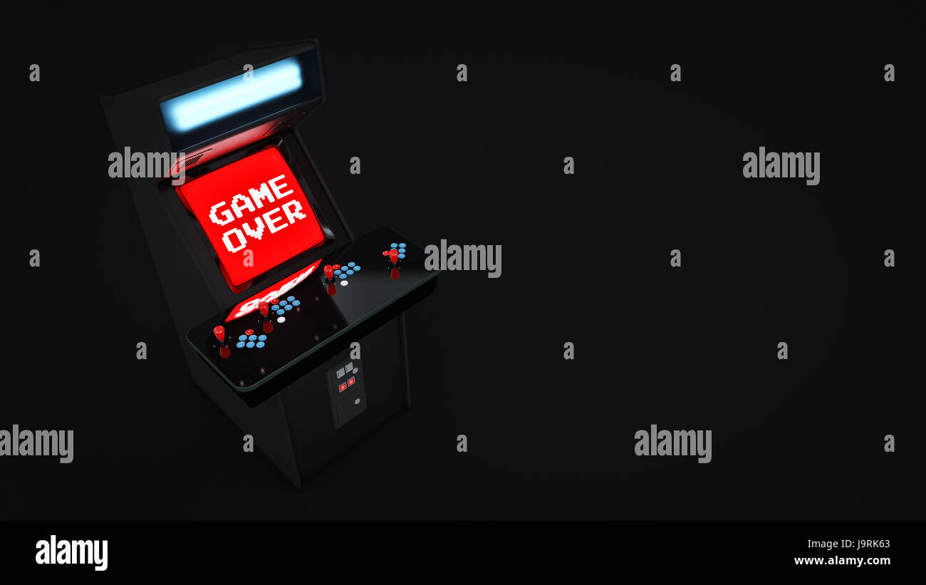 vintage arcade game machine concept game over. 3D rendering Stock Photo ...