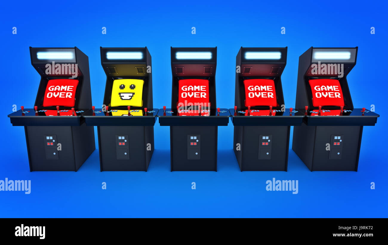vintage arcade game machine concept game over. 3D rendering Stock Photo ...