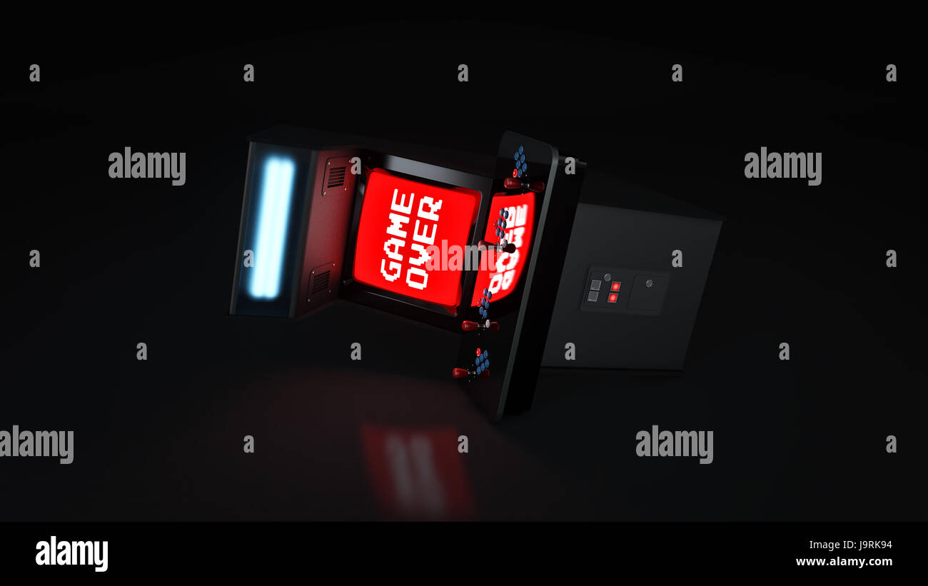 vintage arcade game machine concept game over. 3D rendering Stock Photo ...