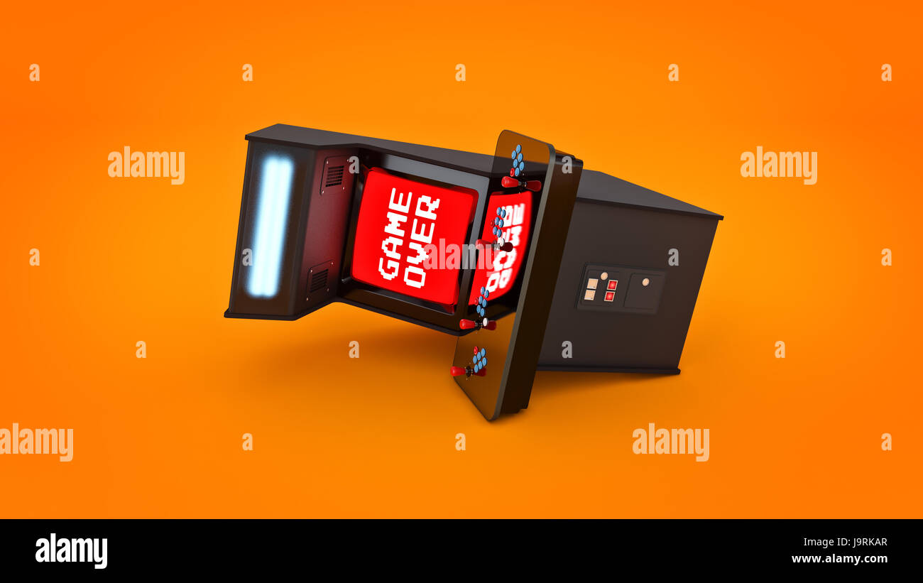 vintage arcade game machine concept game over. 3D rendering Stock Photo ...