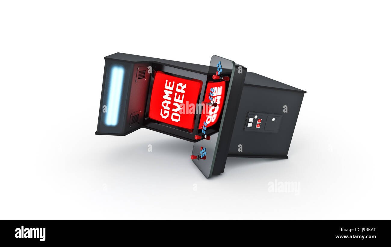 vintage arcade game machine concept game over. 3D rendering Stock Photo ...