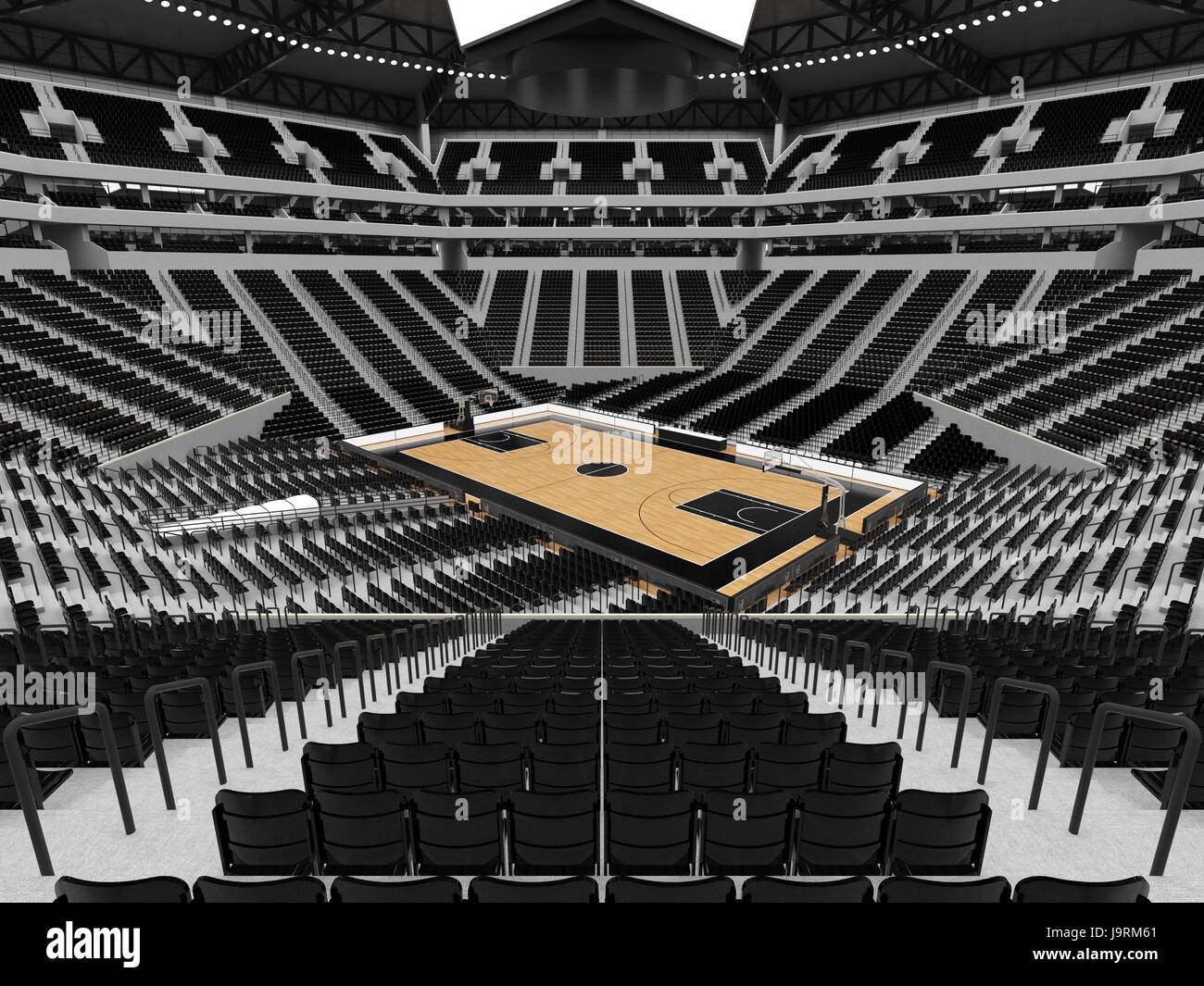 3D render of beautiful sports arena for basketball with floodlights ...