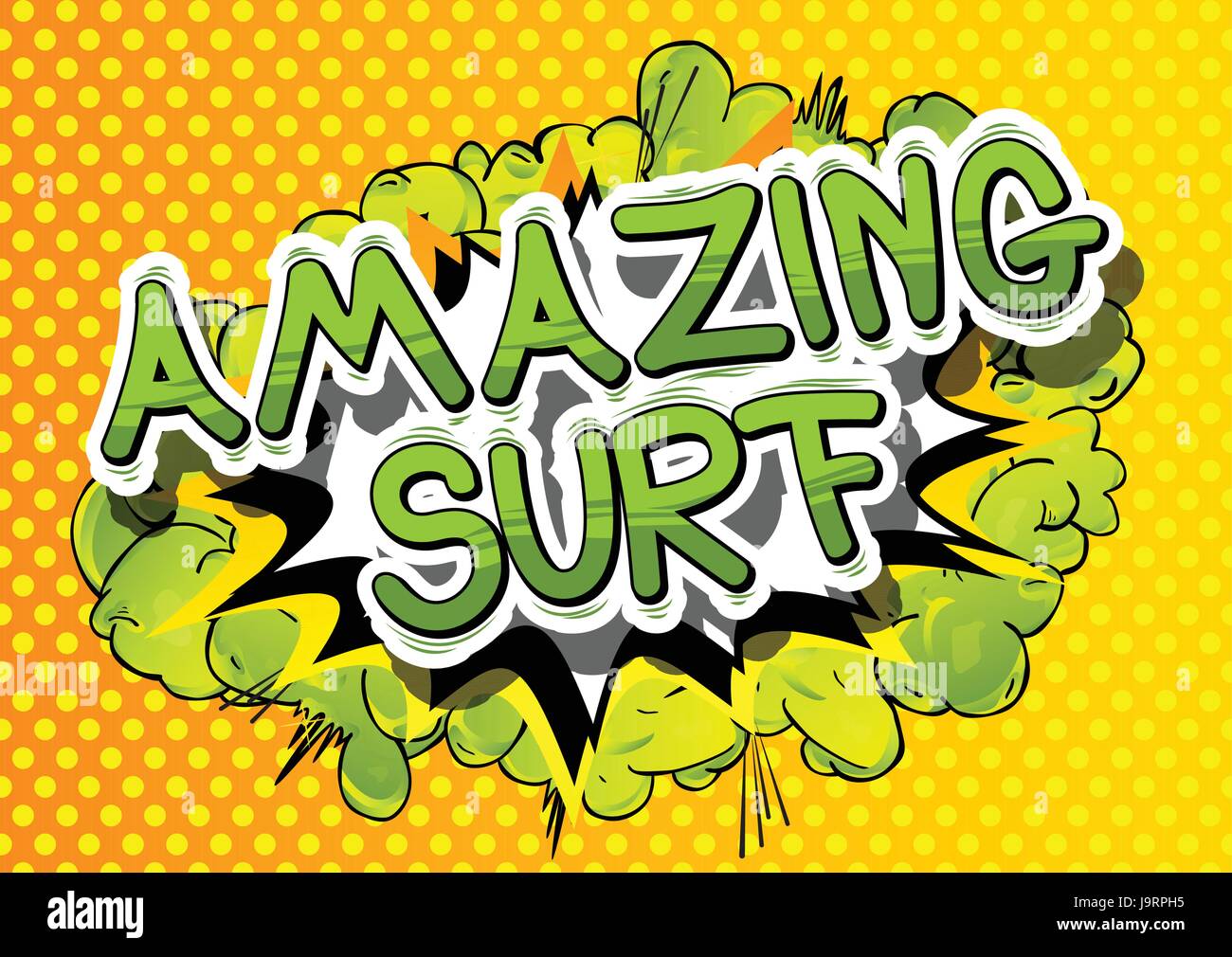 Amazing Surf - Comic book style phrase on abstract background Stock ...