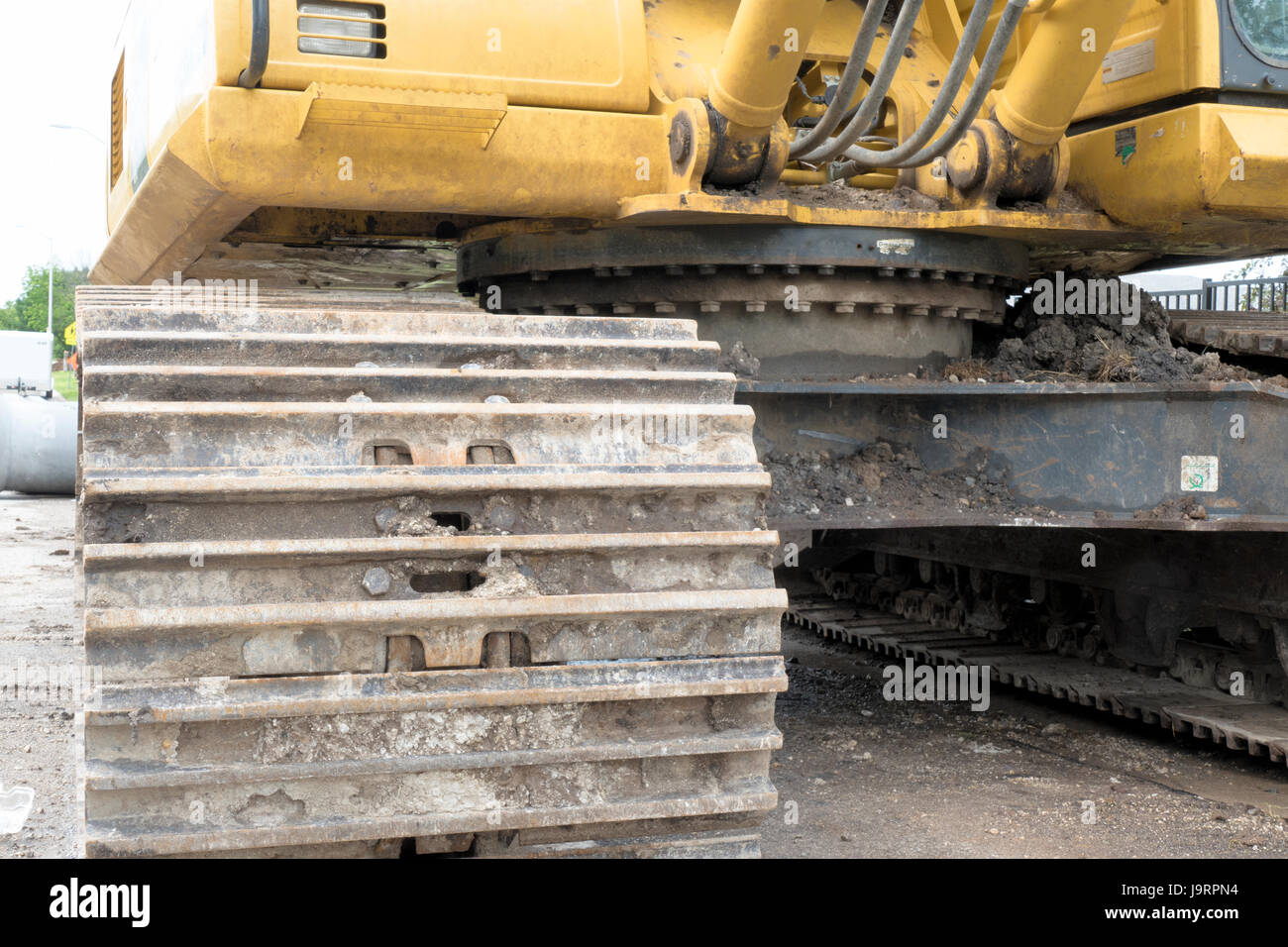 Construction Excavator Tracks Stock Photo - Alamy