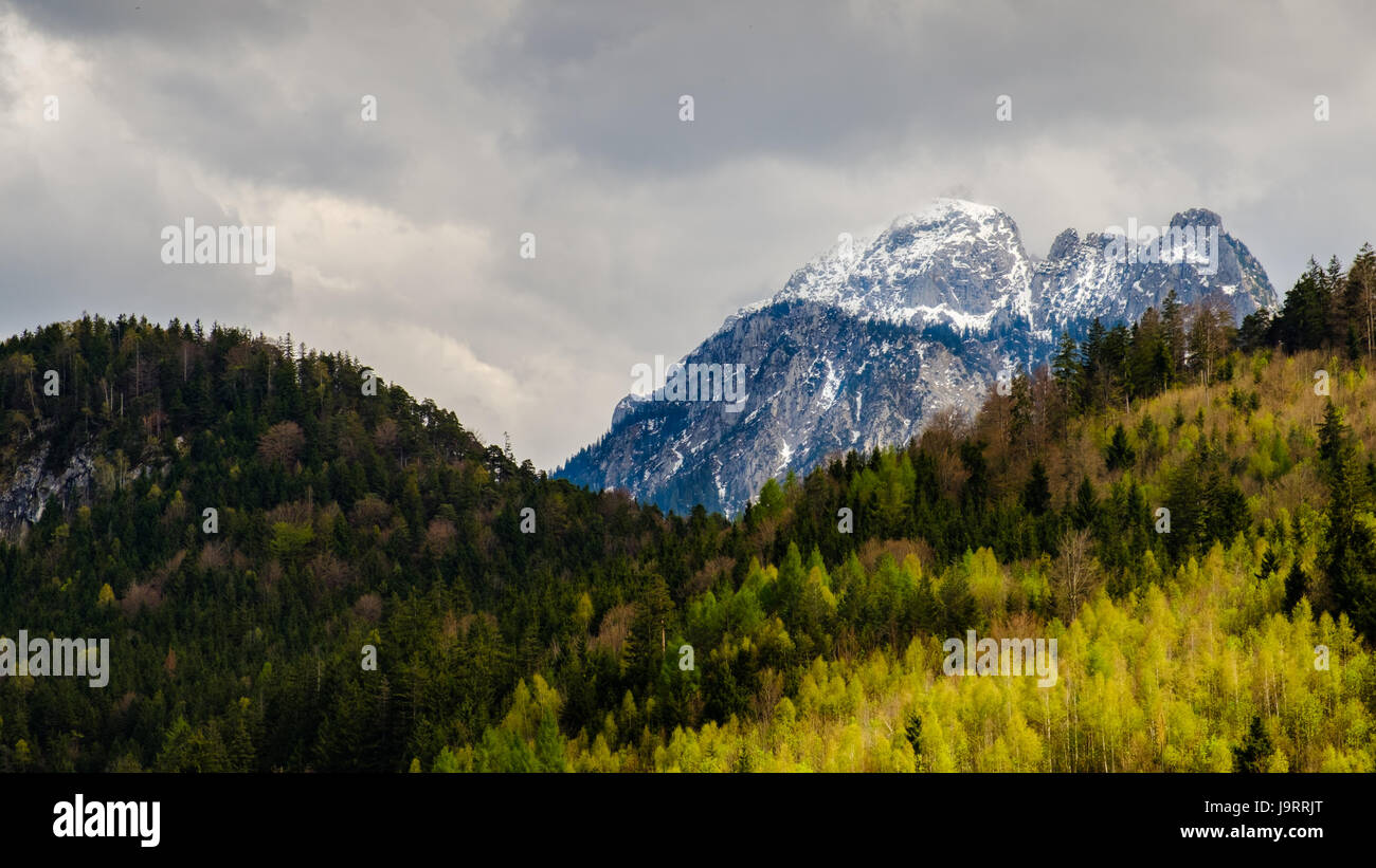 Landscape of Alps mountain around Neuschwanstein castle, Fussen ...