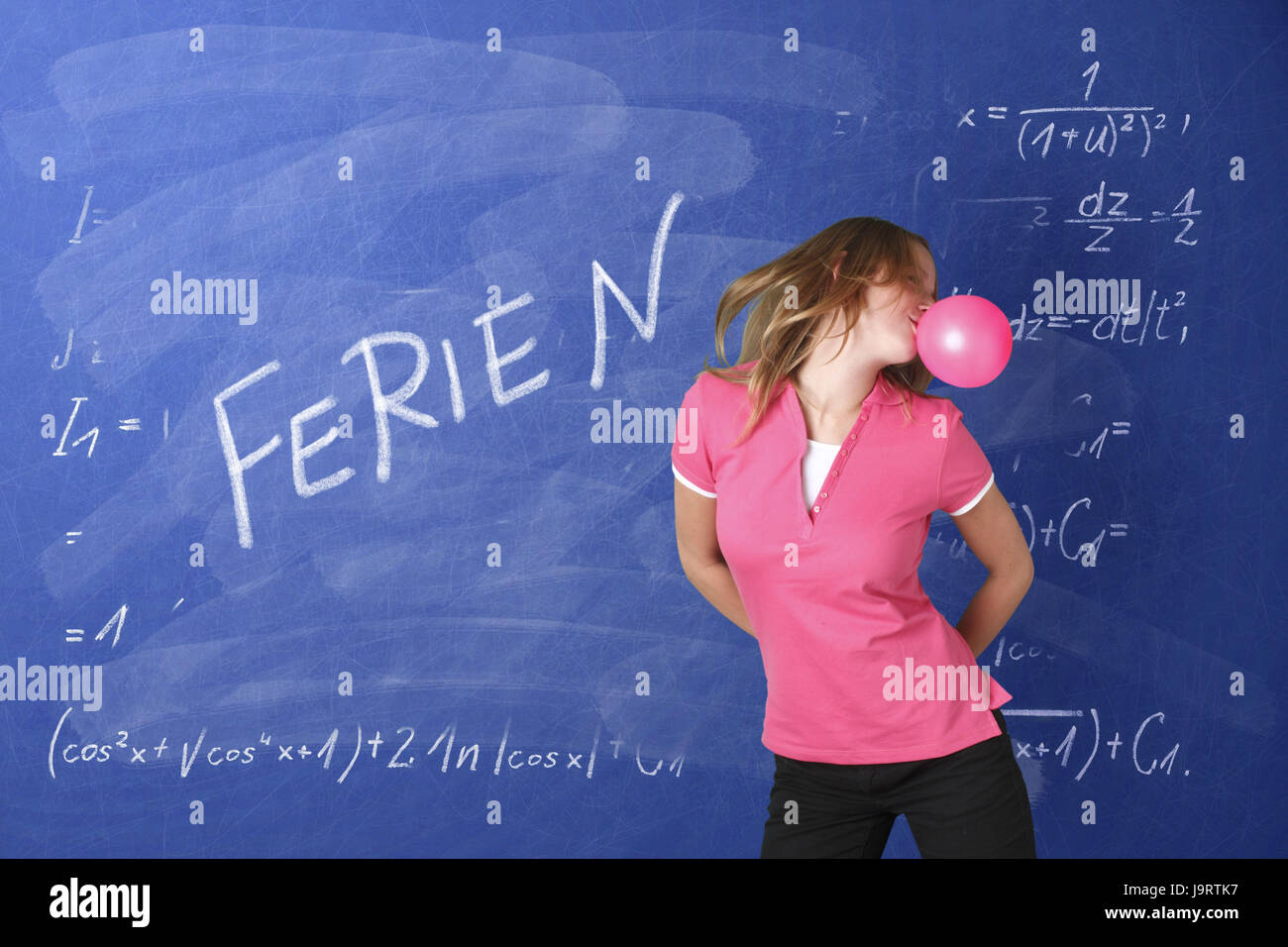Mathematics lessons,student,chewing gum bubble,happily,School black ...