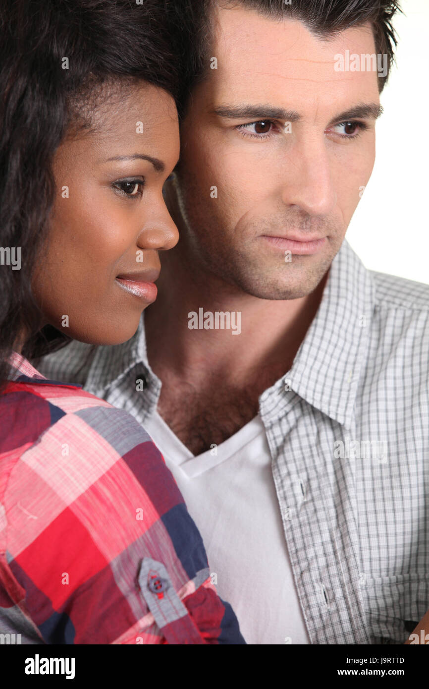 African couple hug worried hi-res stock photography and images - Alamy