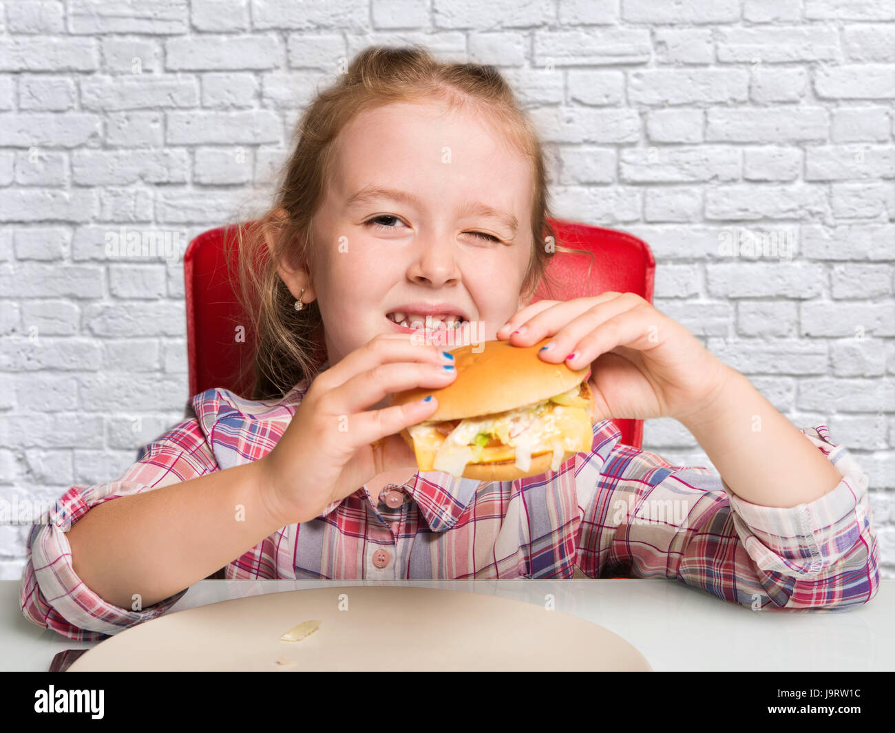 girl with fresh delicious sandwich Stock Photo - Alamy