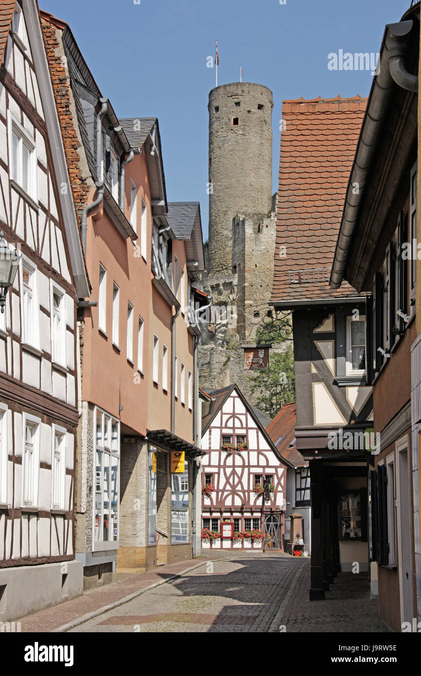 Germany,Hessen,Eppstein,Old Town,half-timbered houses,castle,donjon ...